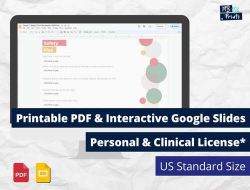 Option 1: Printable Safety Crisis Plan PDF Worksheet & Google Slides