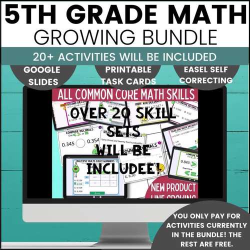 5th Grade Math Review Activities Back to School Growing Bundle Print ...