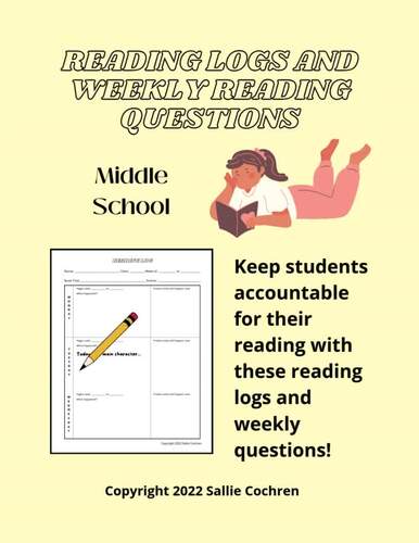 Daily Reading Logs and Weekly Reading Questions (Middle School) | TPT
