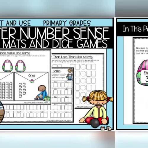 Number Sense Math Mat Activities and Dice Games For Easter by Beachy Dreams