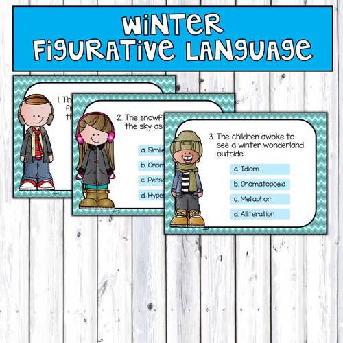 Winter Figurative Language Task Cards | Digital & Print by Joyful 4th