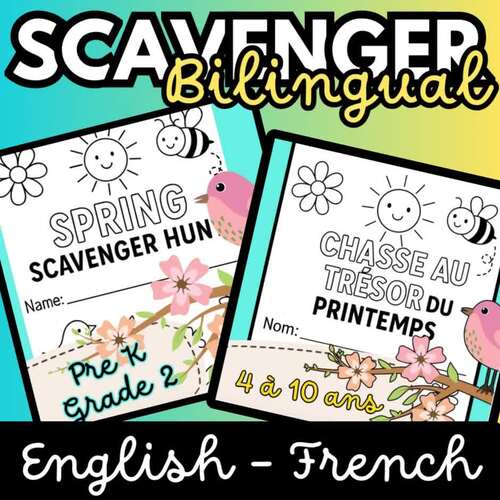 Spring Scavenger Hunt Bilingual English French Nature Activities PreK ...