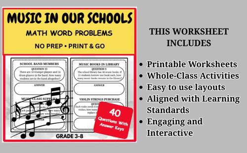 Music-Themed Math Word Problems | Music in Schools Month Activities ...