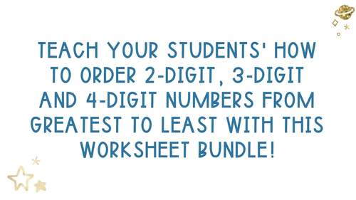 Order Number Worksheets : Greatest to Least Bundle by Kerry Grogan Tutoring