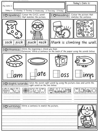 Mornings Made Easy! Kindergarten Morning Work SET SIX for Victoria ...