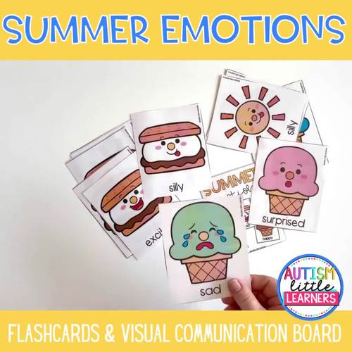 Summer Emotions Flashcards by Autism Little Learners | TpT