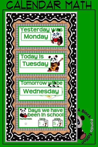 CALENDAR MATH Year Long Activities Green Panda Theme Classroom Decor