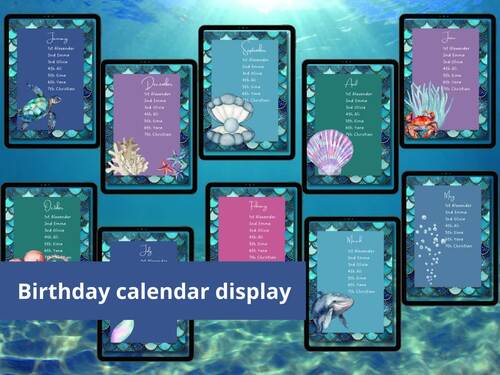 Birthday calendar Into the sea classroom decorations by My classroom dream