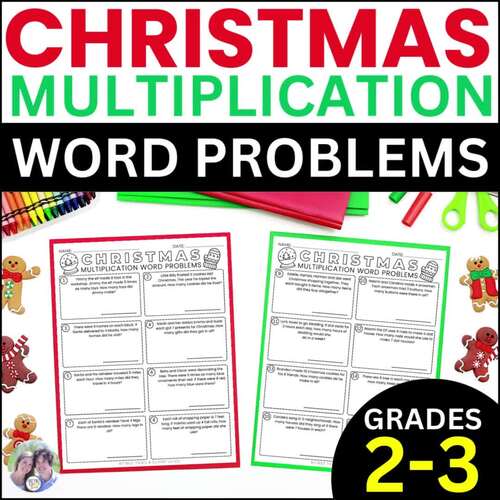 Christmas Multiplication Word Problems Worksheets - December Math Packet