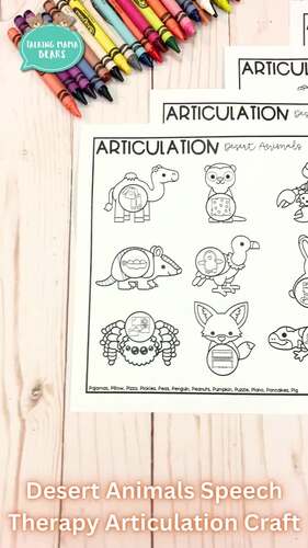 Desert Animals Speech Therapy Articulation Craft by Talking Mama Bears