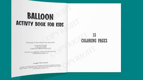 Balloon Activity Book for Kids by Buffalo Publications | TPT