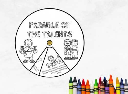 Parable of the Talents, Bible Spinning Wheel, Sunday School Coloring Craft