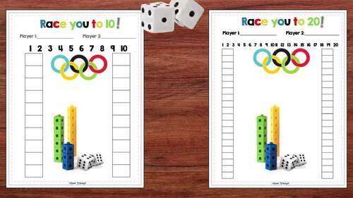 Kindergarten Math Build a Tower + Race to 10 or 20 Composing Numbers