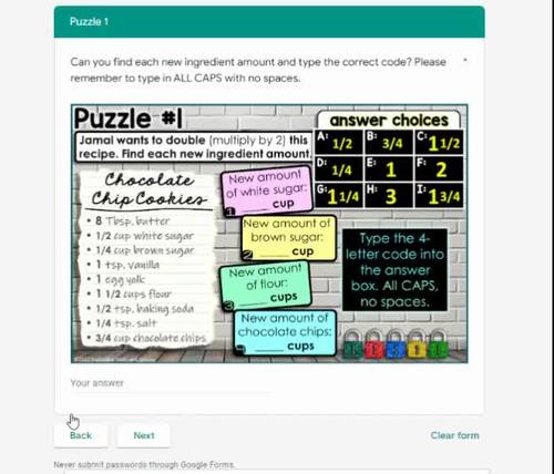 Baking Fractions Digital Math Escape Room Activity | TPT