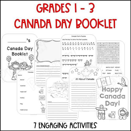 Canada Day Booklet for Primary Gr 1-3 Canadian Symbols Mapping Writing