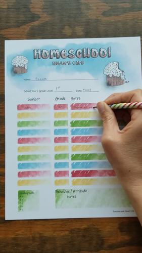 Homeschool Report Card Colorful Cupcake by Sunshine and Clover 123