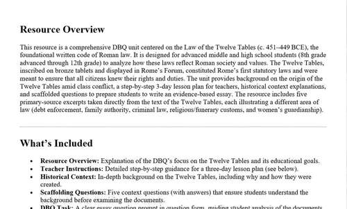 No Prep Twelve Tables of Rome DBQ by PBL History & Civics | TPT