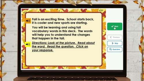 Fall Vocabulary (BOOM CARDS) by Living and Loving Primary | TPT
