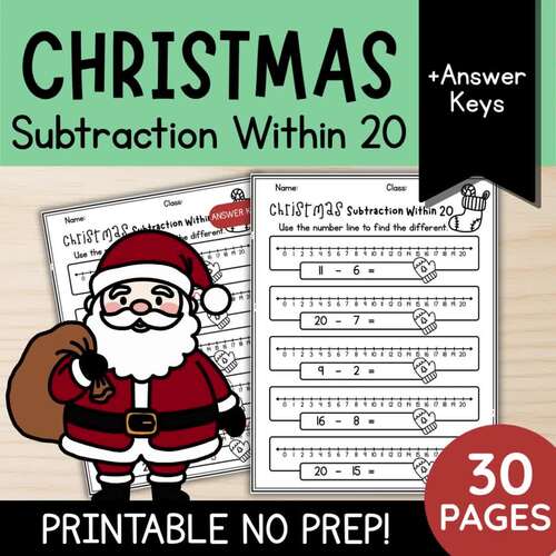 Christmas Fun! Subtraction Within 20 | First and Second Grade | TPT