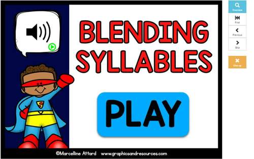 BLENDING SYLLABLES BOOM CARDS ACTIVITY PHONOLOGICAL AWARENESS DIGITAL GAME
