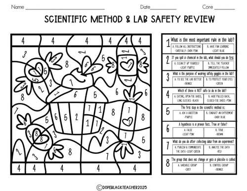 Valentine's Day Scientific Method & Lab Safety Color by Number Science ...