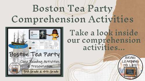 Boston Tea Party Close Reading Passage & Comprehension Activities 3rd ...