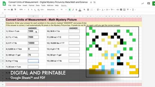 Convert Units of Measurement: Math Mystery Picture by Mata Math and Science