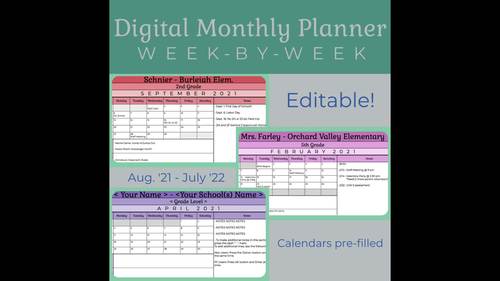 Digital Monthly Planner: Week-by-Week Layout by Together We Make Music