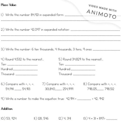 End of Year 4th Grade Math Assessment by luckylearningpod | TpT