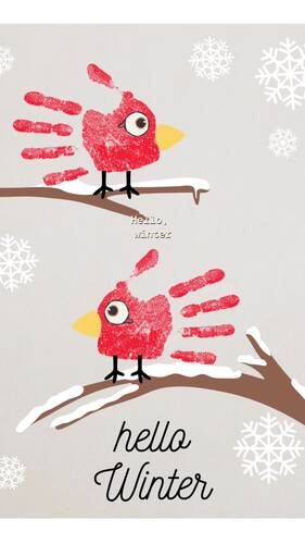 Winter Cardinal Handprint Craft – Hello Winter Art Project for Preschool