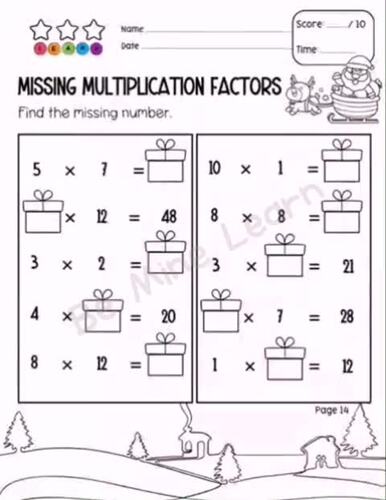 Winter Multiplication Facts | Missing Numbers | 3rd Grade Math | NO PREP