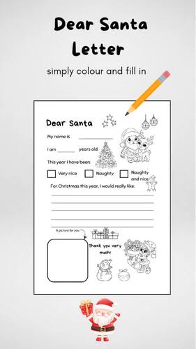 Letter to Santa, Christmas Activity, Gift List Wishes, Presents, Dear ...