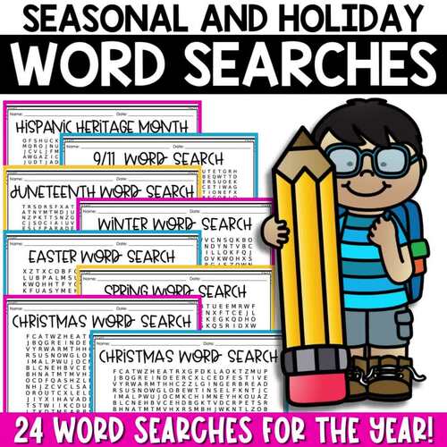 Halloween Word Searches Thanksgiving Word Search Bundle Seasonal + Holiday