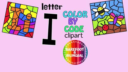 Letter i Color By Code Clipart | Beginning Sounds & Alphabet Clipart