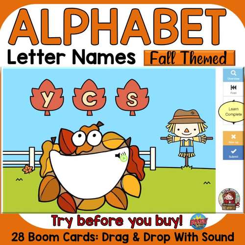 Alphabet Letter Recognition Thanksgiving Activities Boom Digital Cards ...