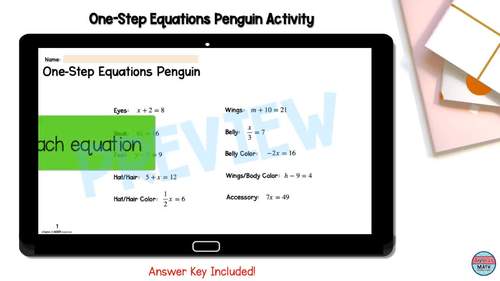 One Step Equations Digital Distance Learning Activity | TpT