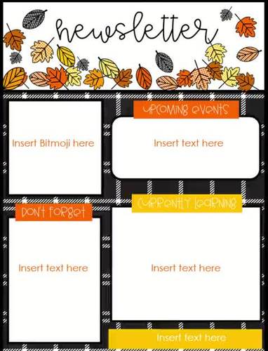 Thanksgiving Bitmoji Newsletter Editable Templates by Andrea Mendez