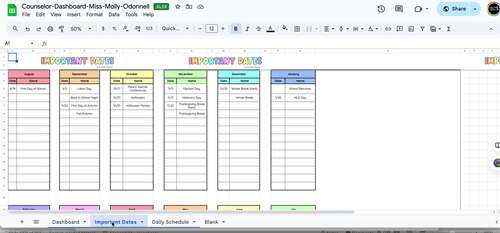 School Counselor Dashboard Template | Google Sheets Planner | Organization