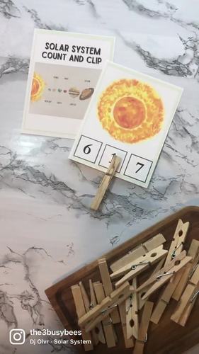 Solar System Count and Clip Cards Printable • Solar System Number Learning