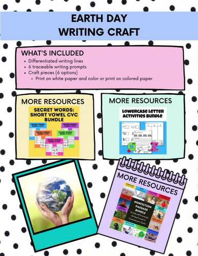 Earth Day Writing Craftivity - Writing Prompts & Craft Reduce, Reuse ...