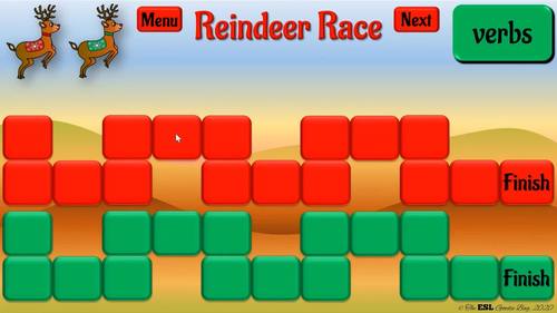 ESL Digital Irregular Verbs Games "Reindeer Races" by The ESL Goodie Bag