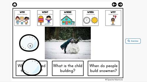 Winter Themed Simple WH Questions Boom Cards by Speechie Adventures