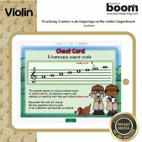 Violin A Harmonic Minor Fingering Digital Task Cards on Boom Cards™