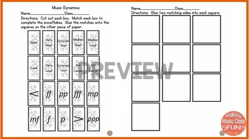 Snowflake Winter Music Worksheets Assessment for Dynamics Symbols Notes ...
