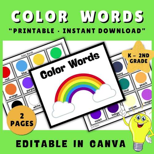 Editable Color Words Templates | Classroom Visuals & Activities for Kids