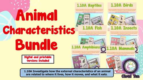 Animal characteristics bundle! PowerPoint, Foldable book, Printables
