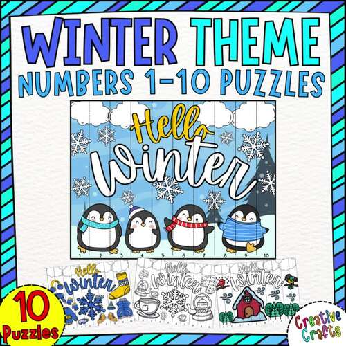 Winter Math Ordering Numbers Puzzles For Numbers 1-10 | Pre-k ...