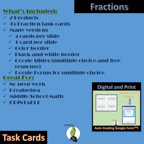 Operations of Fractions Review Task Card Bundle | Google Forms and Slides