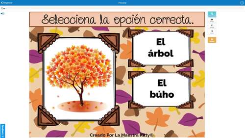 Spanish Fall Vocabulary & Definite Articles Boom Cards™ Autumn - Otoño