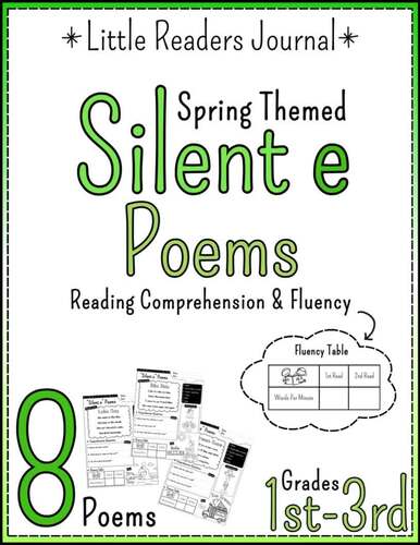 No Prep Silent e Spring Poems Bundle CVCe Reading Long Vowel Phonics ...